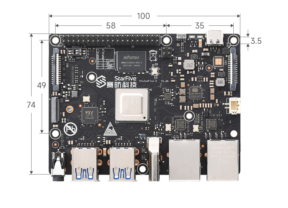 VisionFive2 RISC-V Single Board Computer, Integrated 3D GPU
